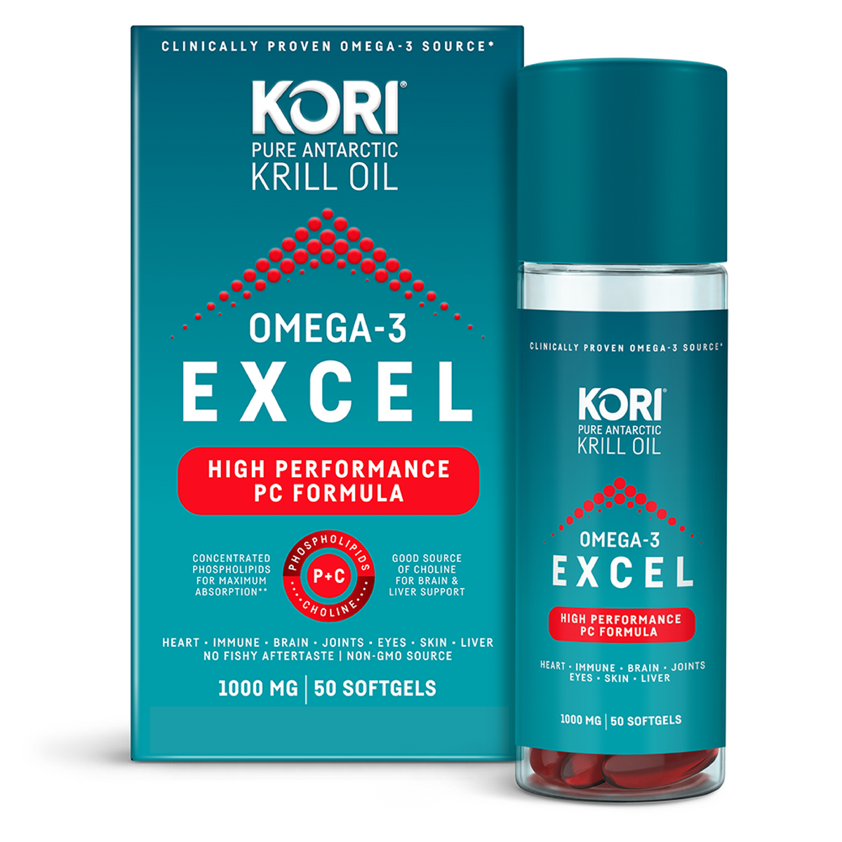 Kori Krill Oil Omega-3 Excel 1000mg, 50 ct